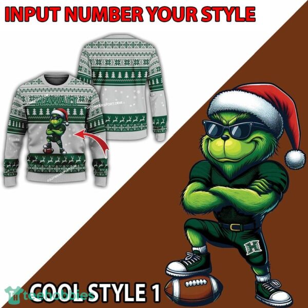 Hawaii Rainbow Warriors Grinch Style Knitted Christmas Sweater Gift For ...